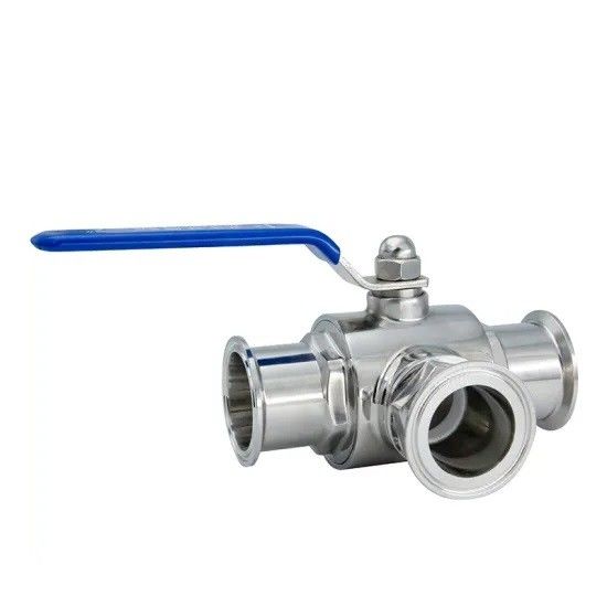 3- Way Fully Polished Sanitary Ball Valve With Tri Clamp Ends , Manual ...