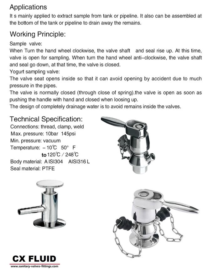 Aseptic Sanitary stainless steel 316L Tri Clamp Sample Valve For ...