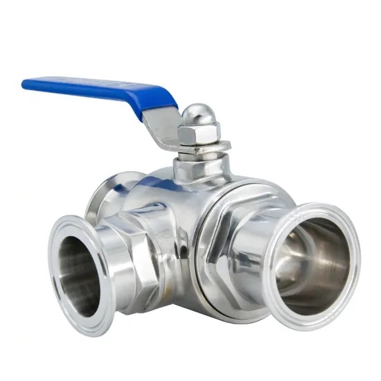3- Way Fully Polished Sanitary Ball Valve With Tri Clamp Ends , Manual ...
